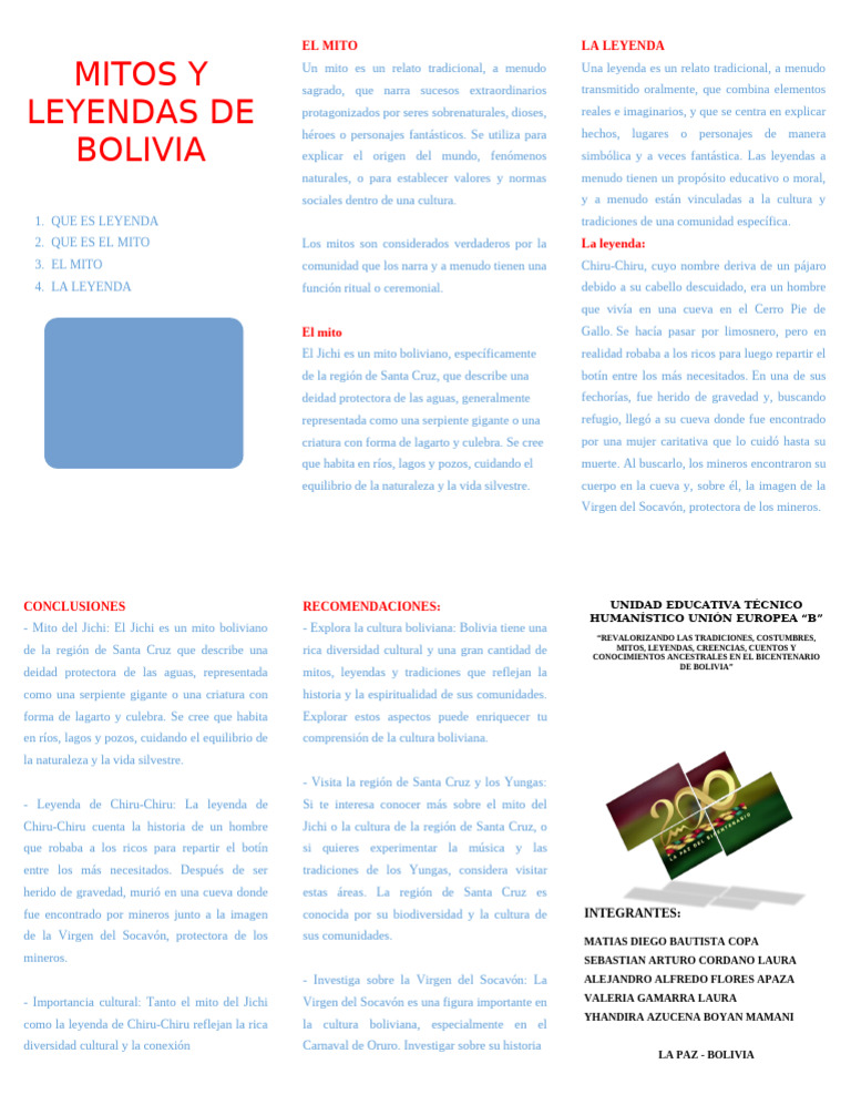 Triptico Matias | PDF | Leyendas | Bolivia
