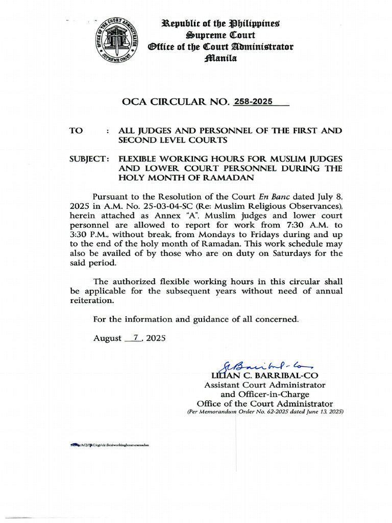 OCA Circular No. 258-2025 | PDF