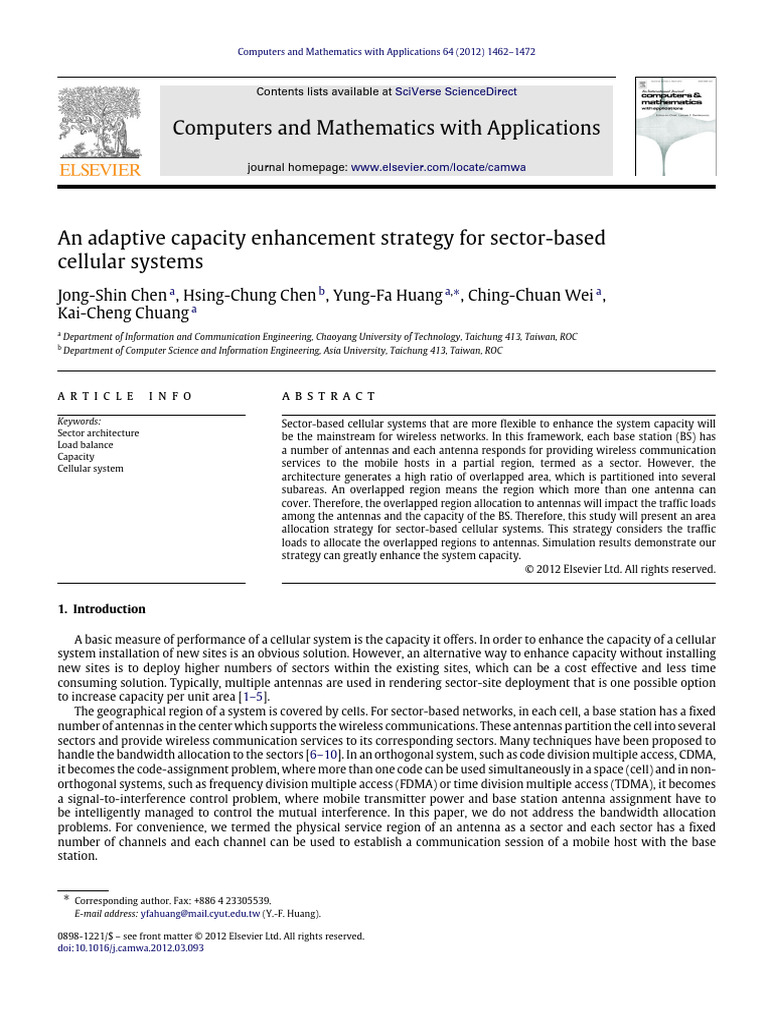 Adaptive Strategy for Cellular Capacity Enhancement | PDF | Channel ...