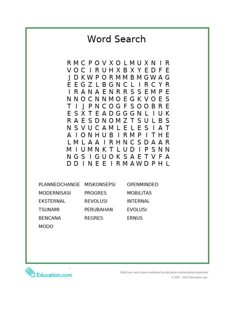 Custom Word Search Worksheet Generator | PDF