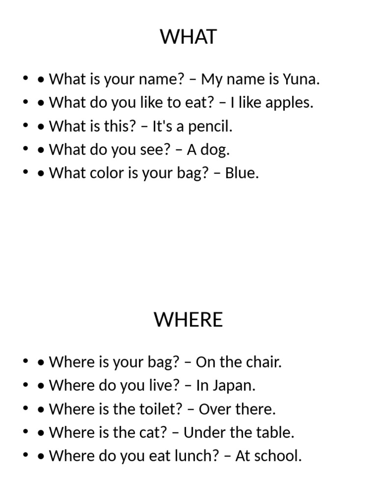 Mini Book Question Words Presentation | PDF