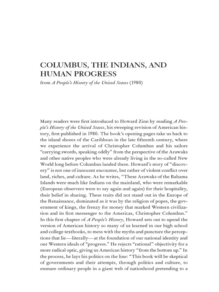Zinn - Columbus Indians Progress | PDF | Christopher Columbus | Cartography
