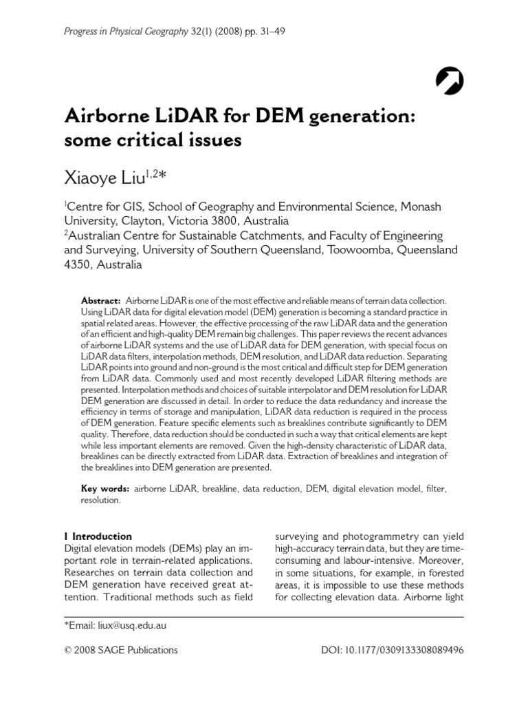 Airborne LiDAR for DEM Generation Issues | PDF | Lidar | Interpolation