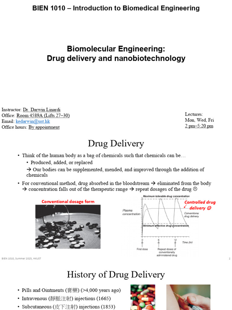 Lecture 8 Biomolecular Engineering Drug Delivery Nanobiotechnology and ...