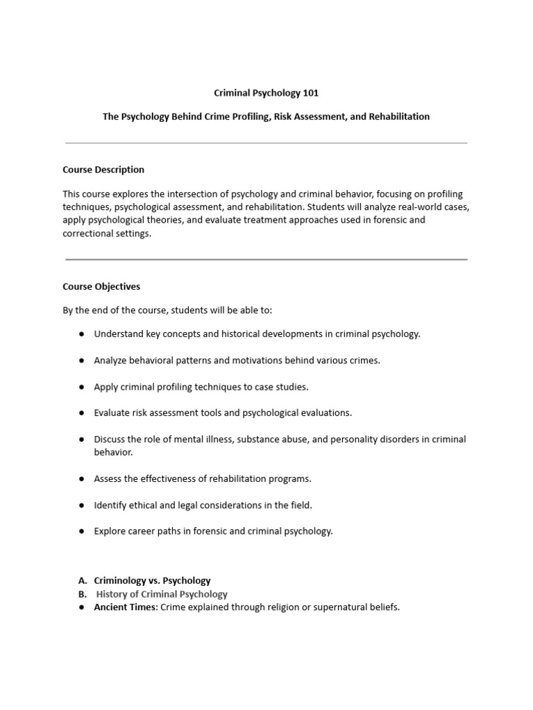 Criminal Psychology 101 | PDF | Crimes | Crime & Violence