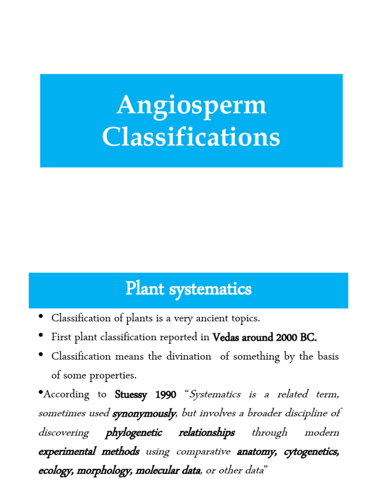 Angiosperm Classification | PDF | Taxonomy (Biology) | Botany