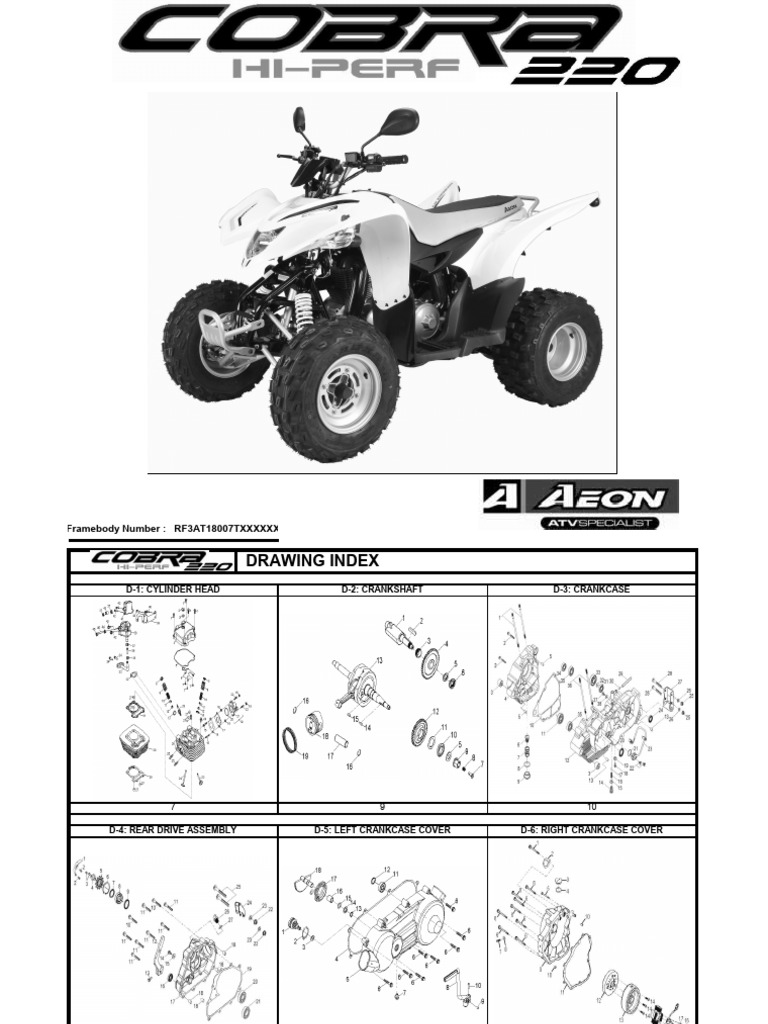 Aeon Cobra 220 Parts Breakdown | PDF | Axle | Mechanical Engineering