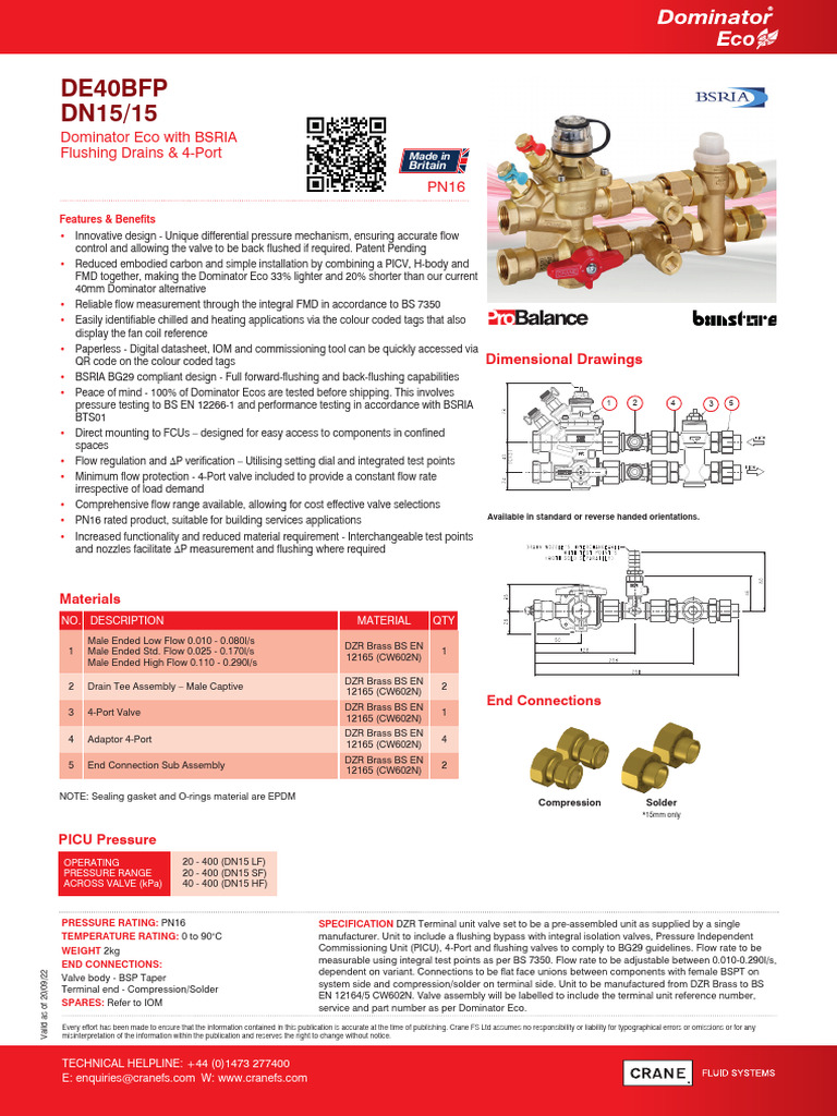 DE40BFP Dominator Eco Crane DS 0922 | PDF | Valve | Mechanical Engineering