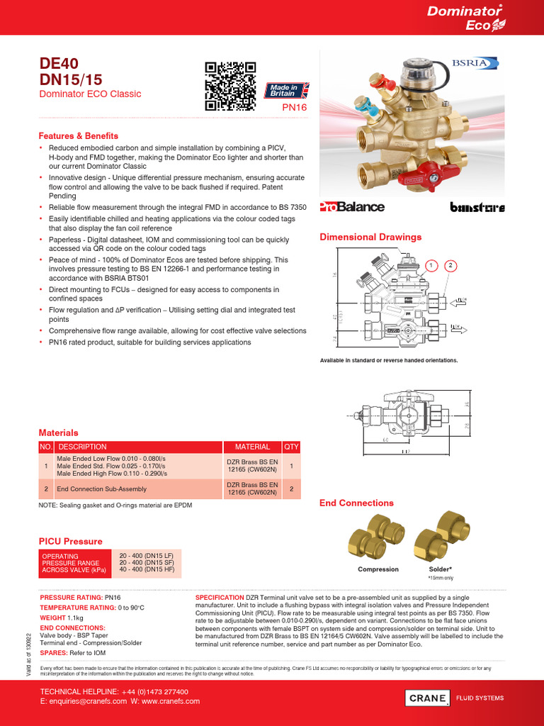 DE40 Dominator Eco Crane DS 0922 | PDF | Valve | Mechanical Engineering