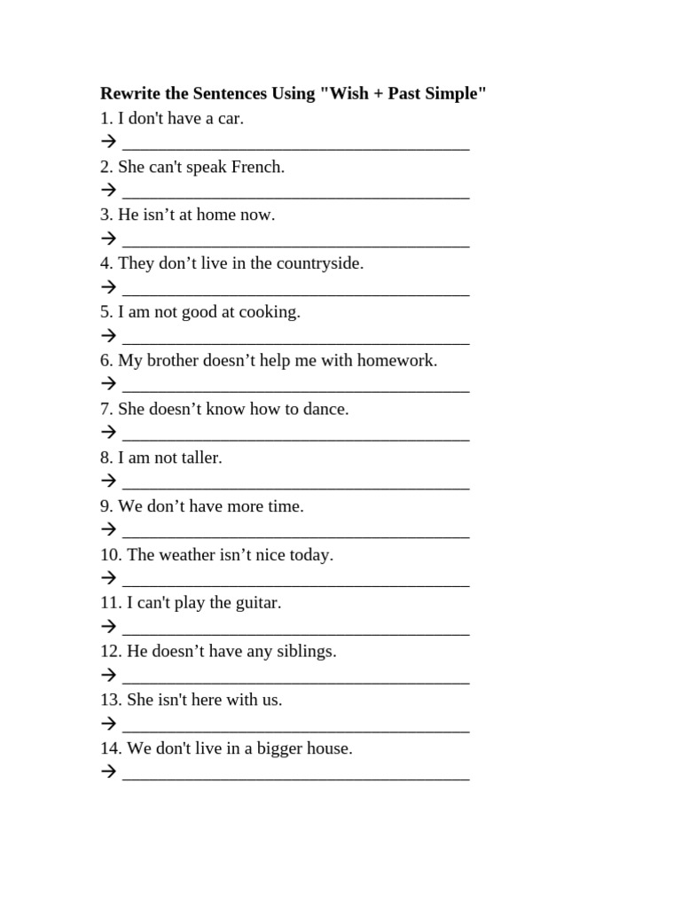 Wish + Past Simple Exercises | PDF | Chess | Chess Theory