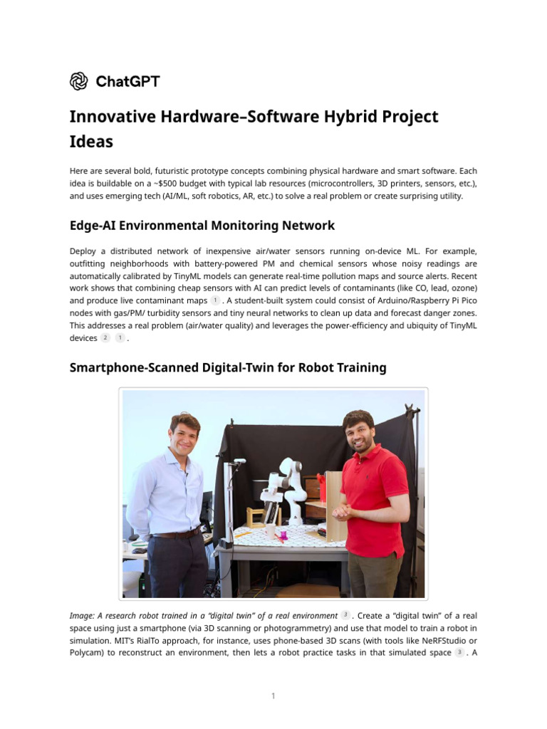 Innovative Hybrid Tech Project Ideas | PDF | Robotics | Artificial ...