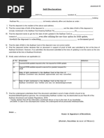 Aadhaar Self Declaration Form | PDF