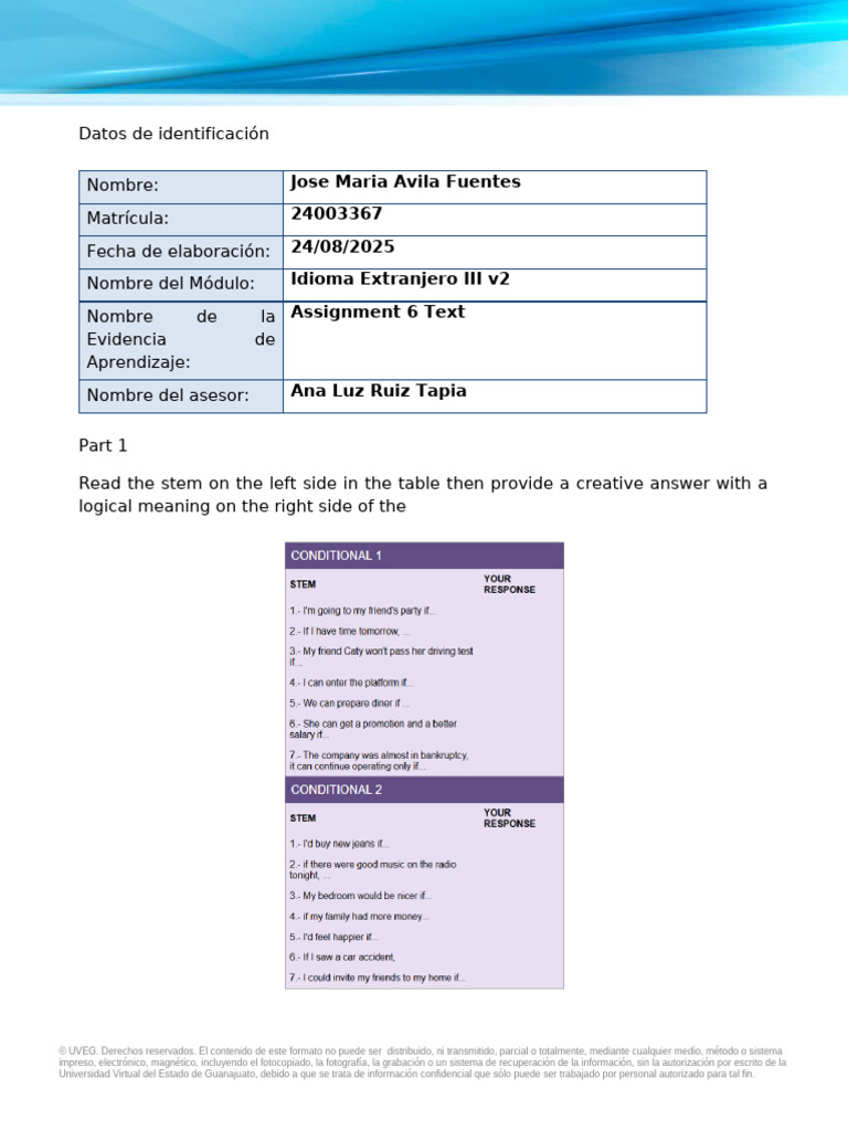 Conditional Sentences Assignment Guide | PDF