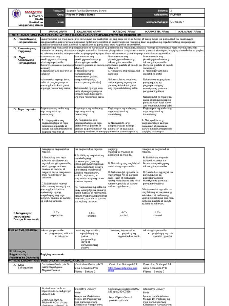 Filipino DLL w7 | PDF