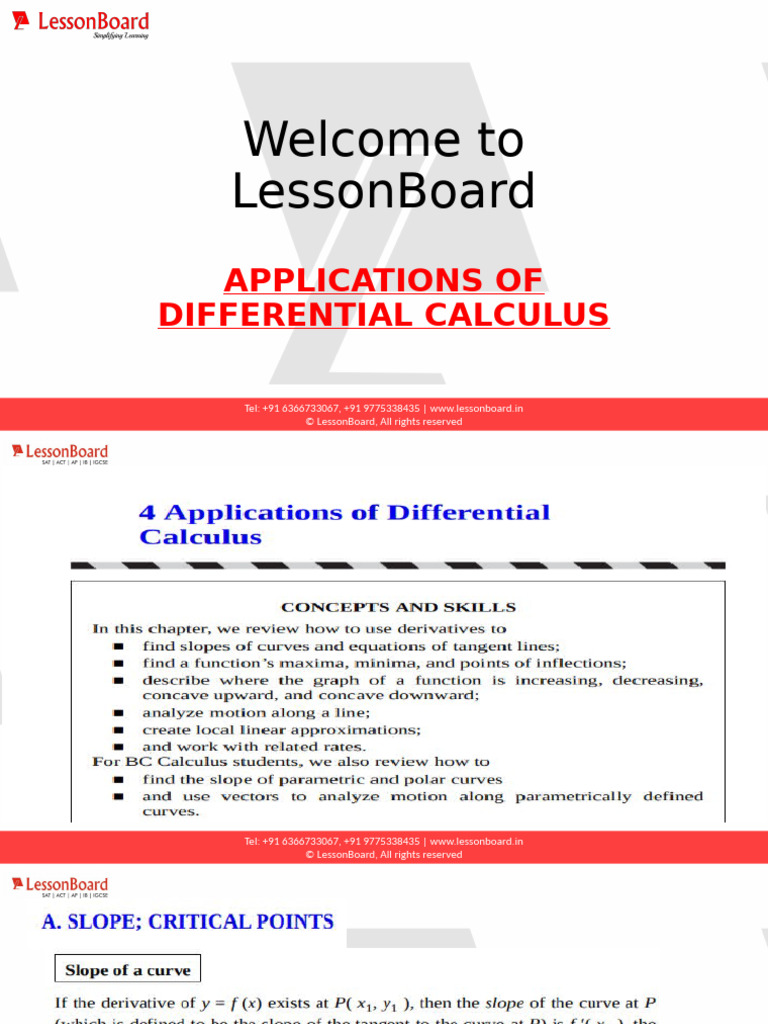 Differential Calculus Applications Guide | PDF | Calculus | Mathematics