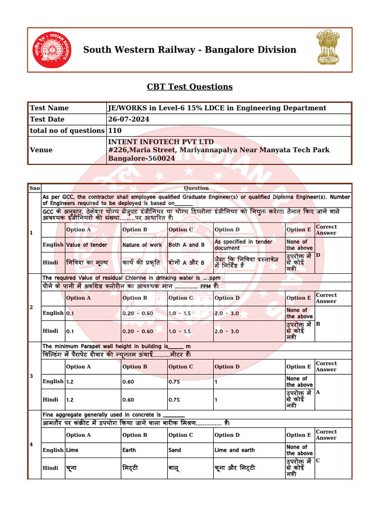 South Western Railway Bangalore | PDF