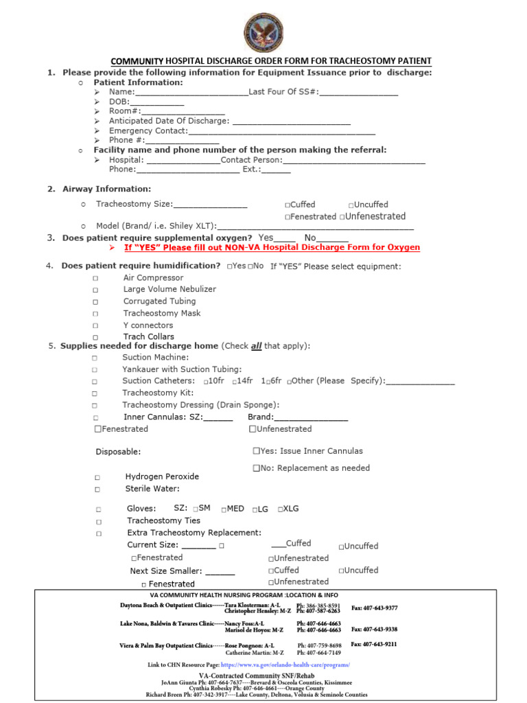 Tracheostomy Discharge Request Form | PDF | Clinical Medicine | Medical ...