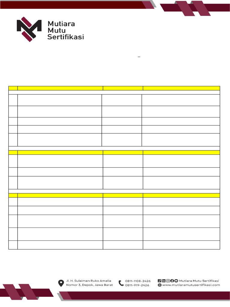 Form Panduan Pertanyaan PKL | PDF
