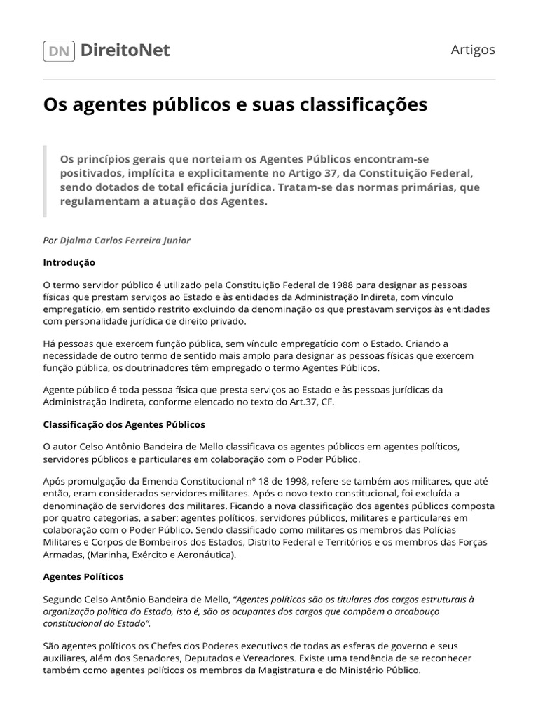 Classificação dos Agentes Públicos no Brasil | PDF | Administração ...