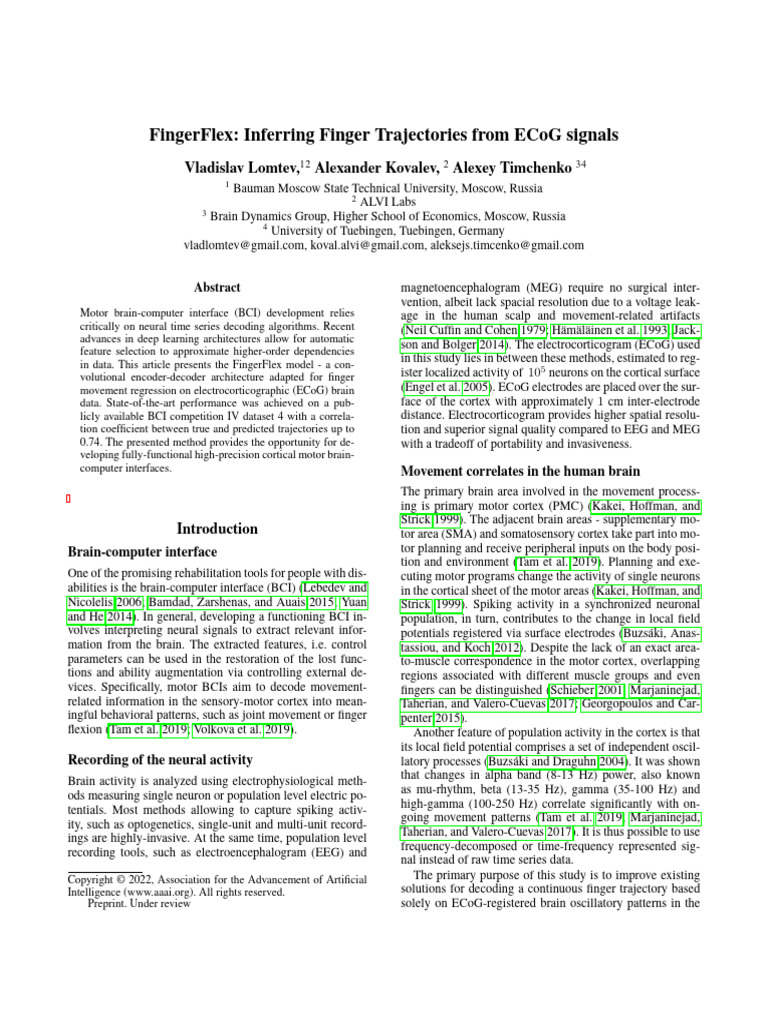 FingerFlex - Inferring Finger Trajectories From ECoG Signals | PDF ...