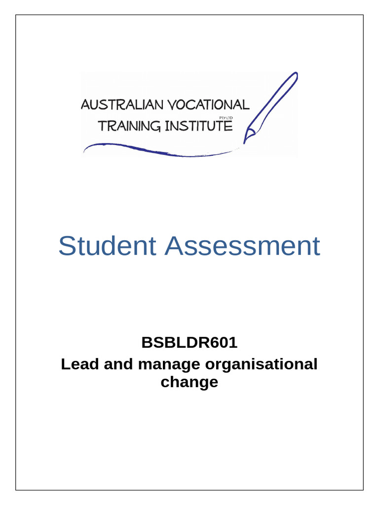 BSBLDR601 Student Assessment V 2.0 | PDF | Risk | Change Management