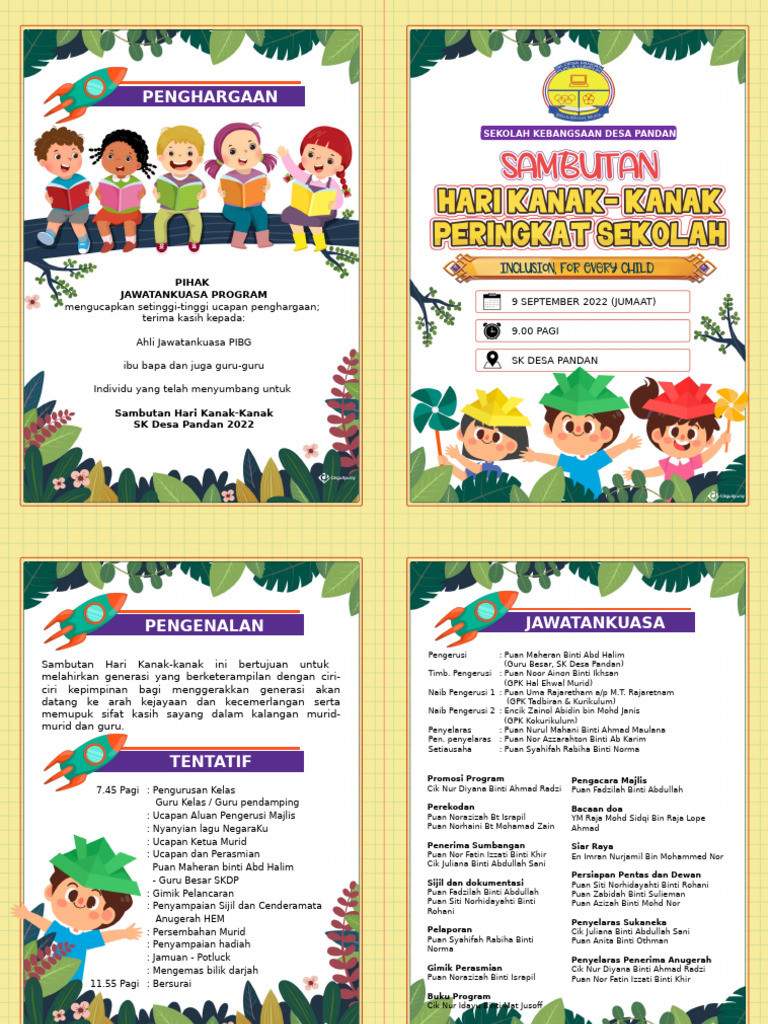 Buku Program Buku Program Sambutan Hari Kanak Kanak 2022 Cikguayu | PDF