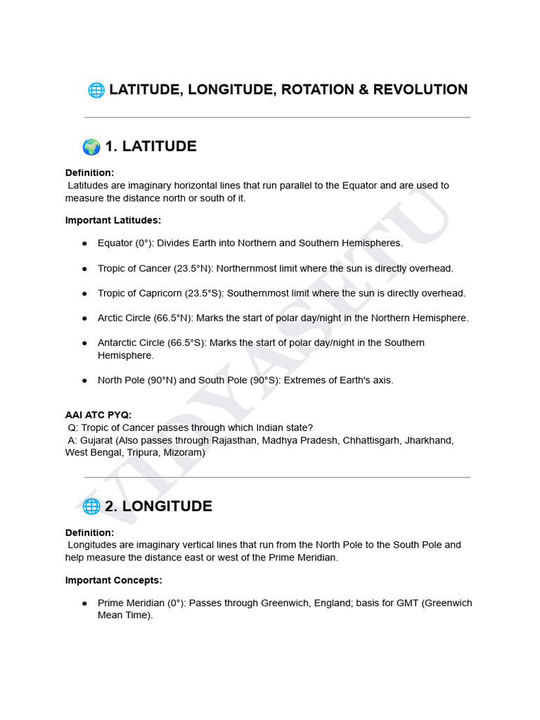 Earth's Geography: Latitude, Longitude, Rivers | PDF | Latitude | Earth