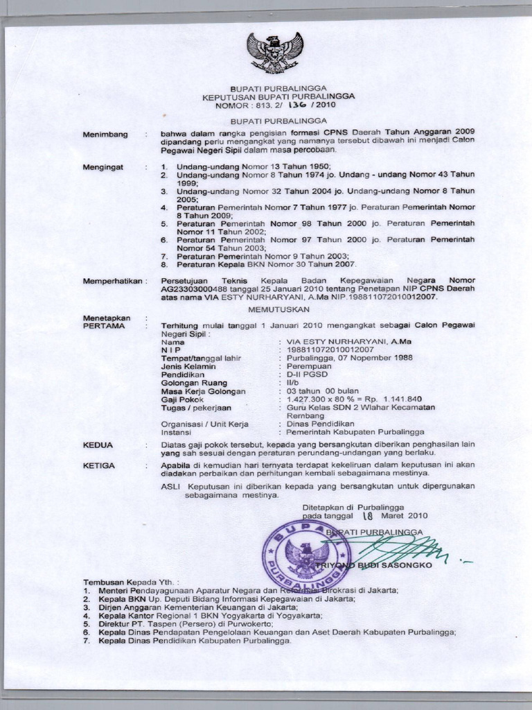 Via SK Cpns Asli | PDF