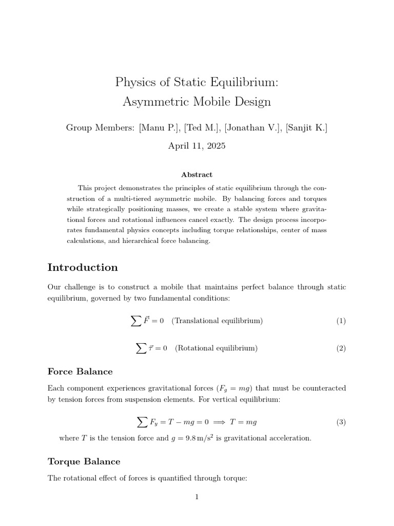 AP Physics 1 Rotational Equilibrium & Torque Conservation Hanging ...