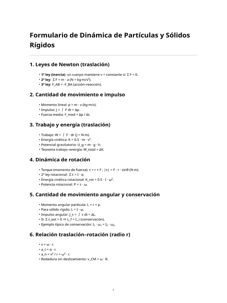 Formulario Dinamica | PDF