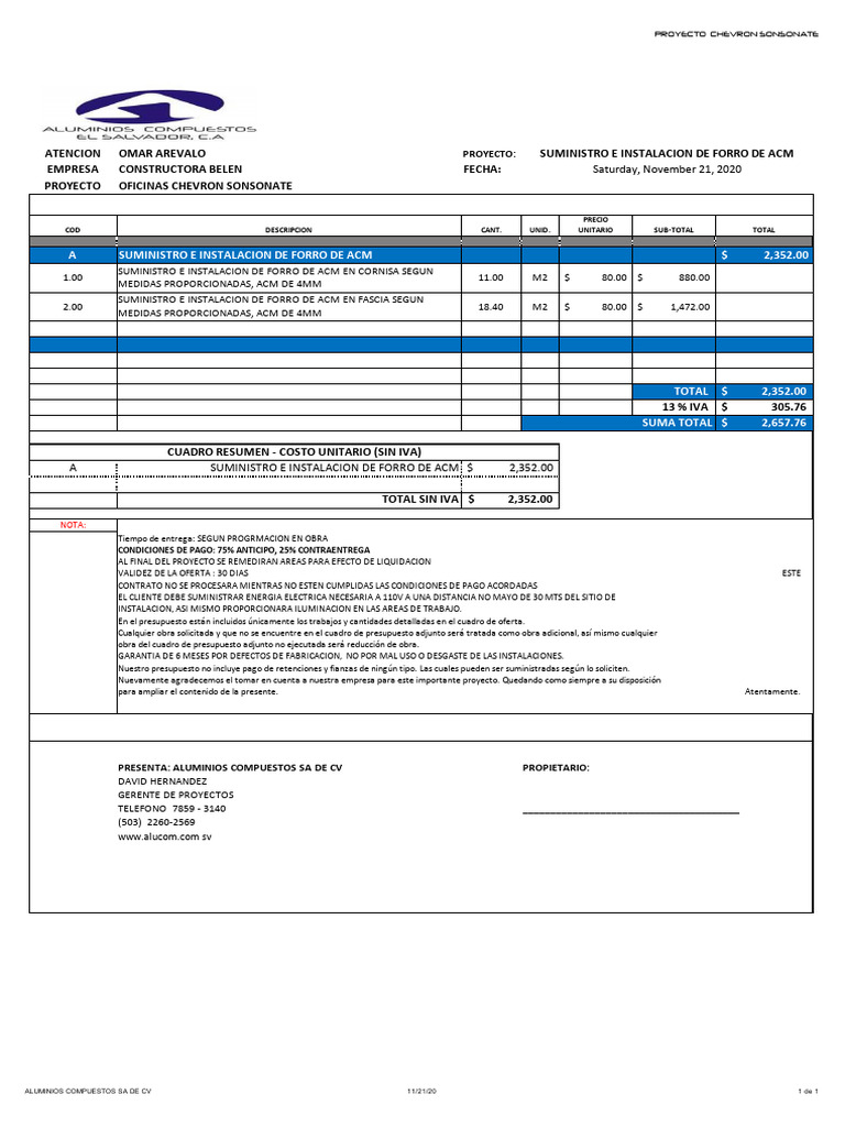 Forro de Acm Fascia Chevron Sonsonate 2 | PDF