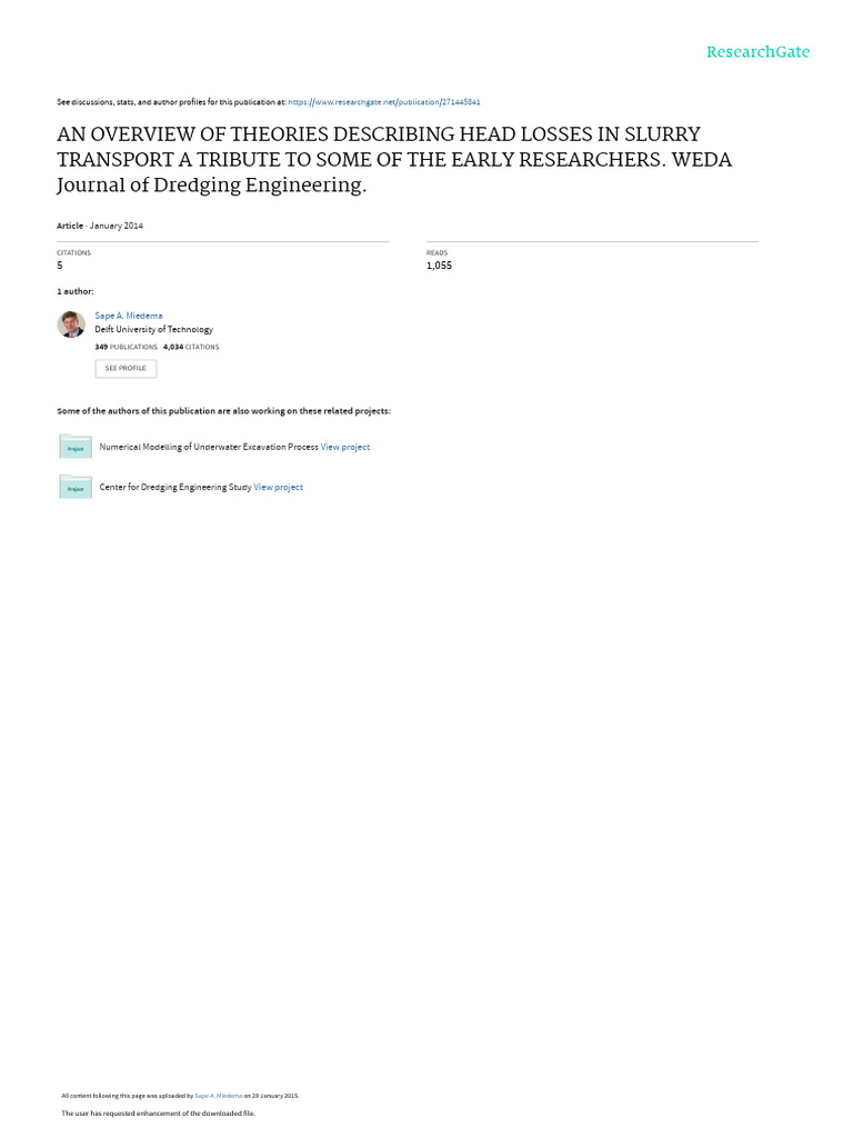 Head Loss Theories in Slurry Transport | PDF | Deposition (Geology ...