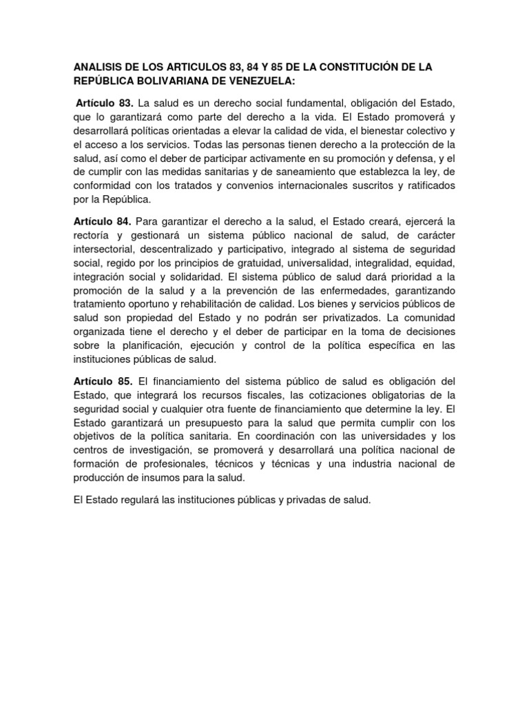 Analisis de Los Articulos 83 | PDF | Estado (política) | Constitución