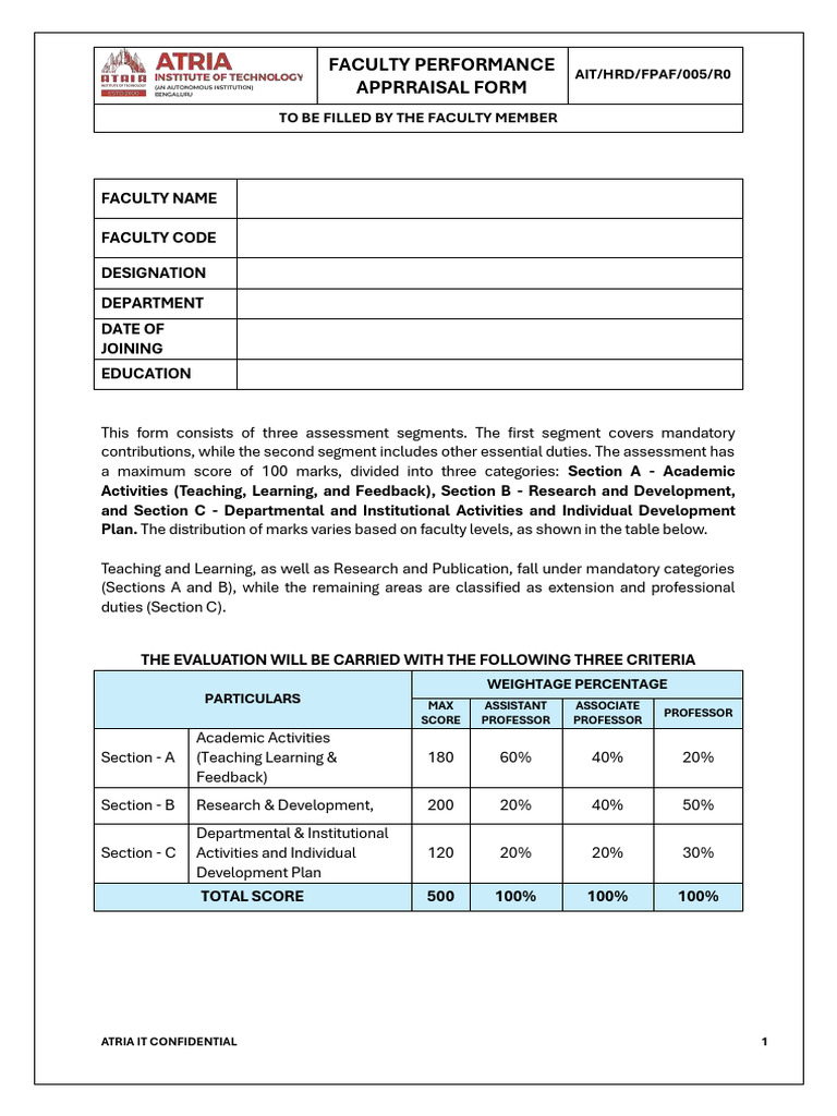 Faculty Appraisal Form_r1 | PDF | Learning | Educational Stages