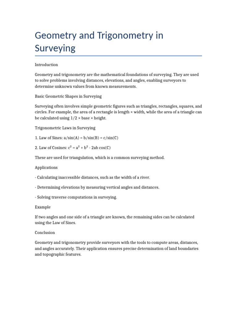 Research 3 Geometry and Trigonometry in Surveying | PDF