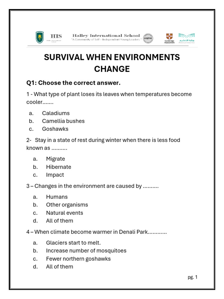 Survival When Environments Change | PDF