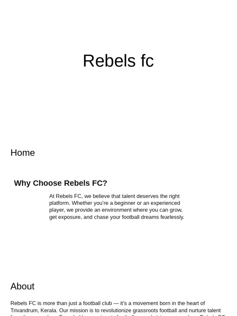 Join Rebels FC: Kerala's Football Dream | PDF
