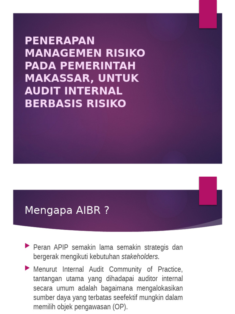 Manajemen Risiko untuk Audit Internal Makassar | PDF