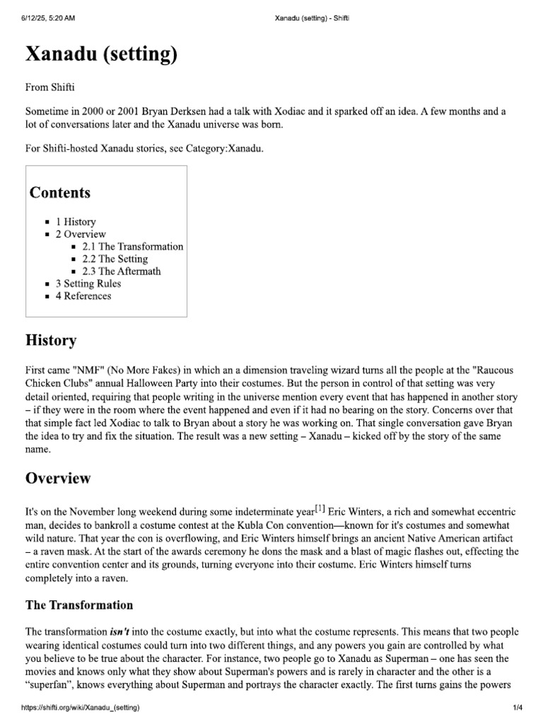 Xanadu Setting | PDF