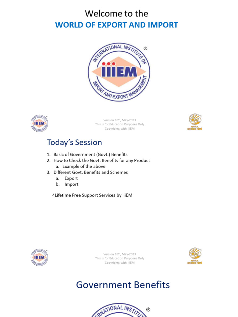 Govt Promotion Schemes - Revised-2nd January-25 | PDF | Exports | Incentive