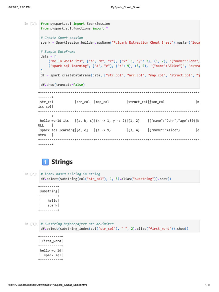 PySpark Cheat Sheet Overview | PDF | Apache Spark | Computer Data