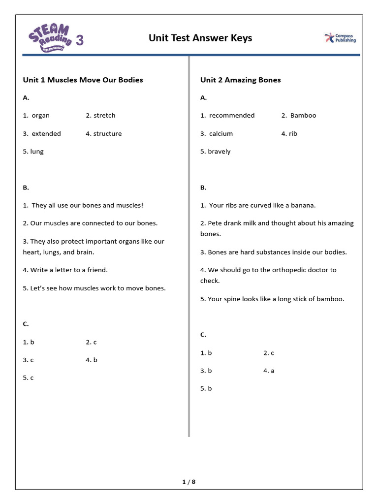 Unit Test Answer Keys for STEAM Topics | PDF | Rainbow | Fahrenheit