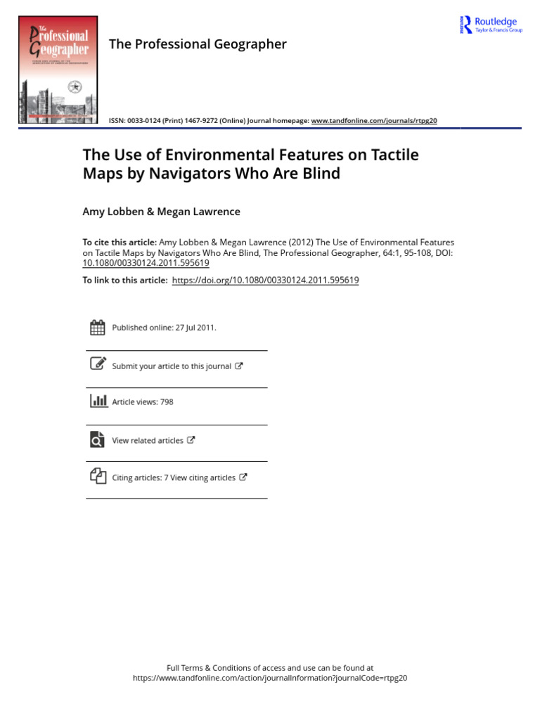 The Use of Environmental Features On Tactile Maps by Navigators Who Are ...