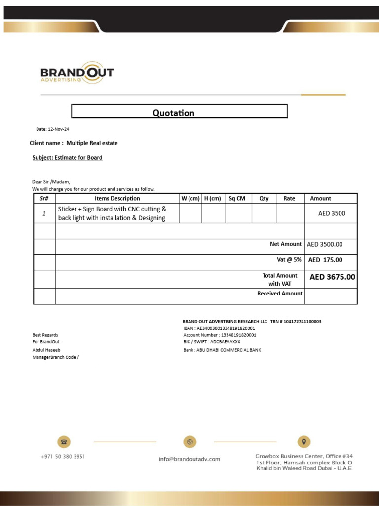 Quotation For Real Estate | PDF