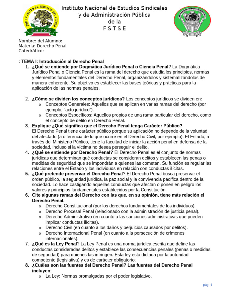 EXAMEN Derecho Penal 2do cuatri | PDF | Derecho penal | Castigos