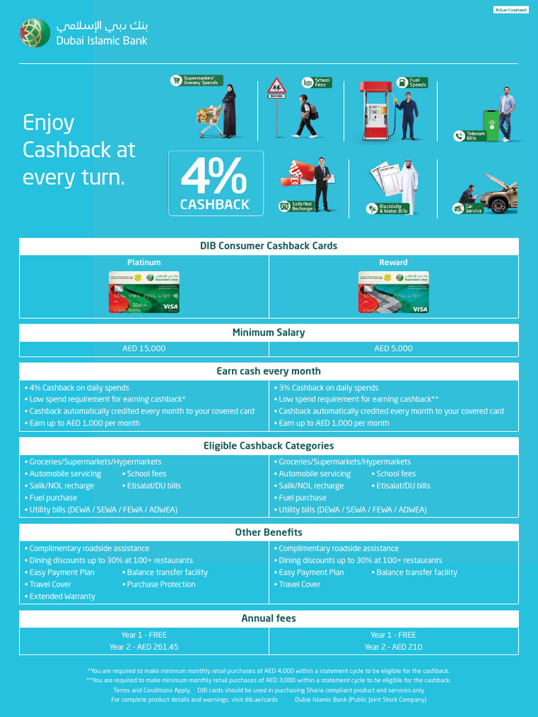 DIB Consumer Cashback Card Benefits | PDF | Credit Card | Payments