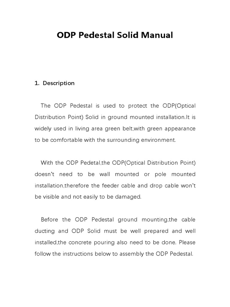 ODP Pedestal Solid Manual Installation | PDF