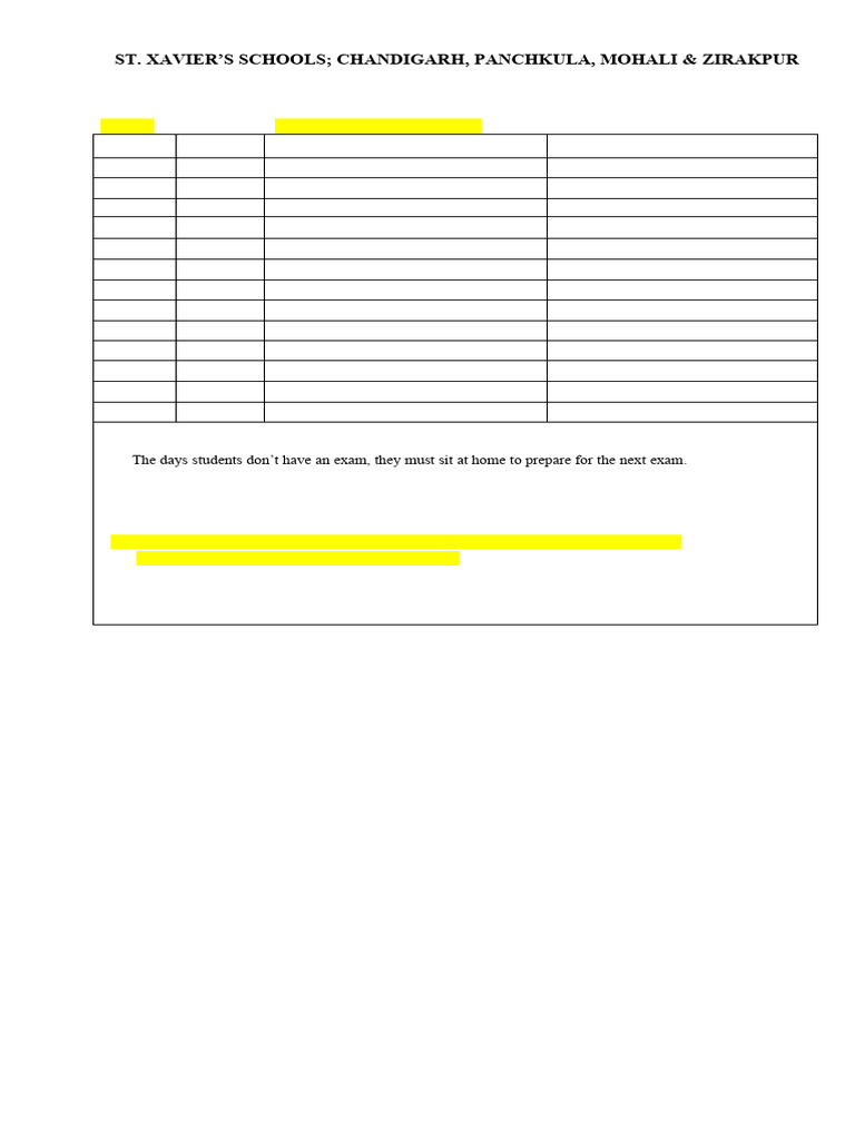 Date Day Class 10: Pre - Board Examination Date Sheet SESSION: 2024-25 ...