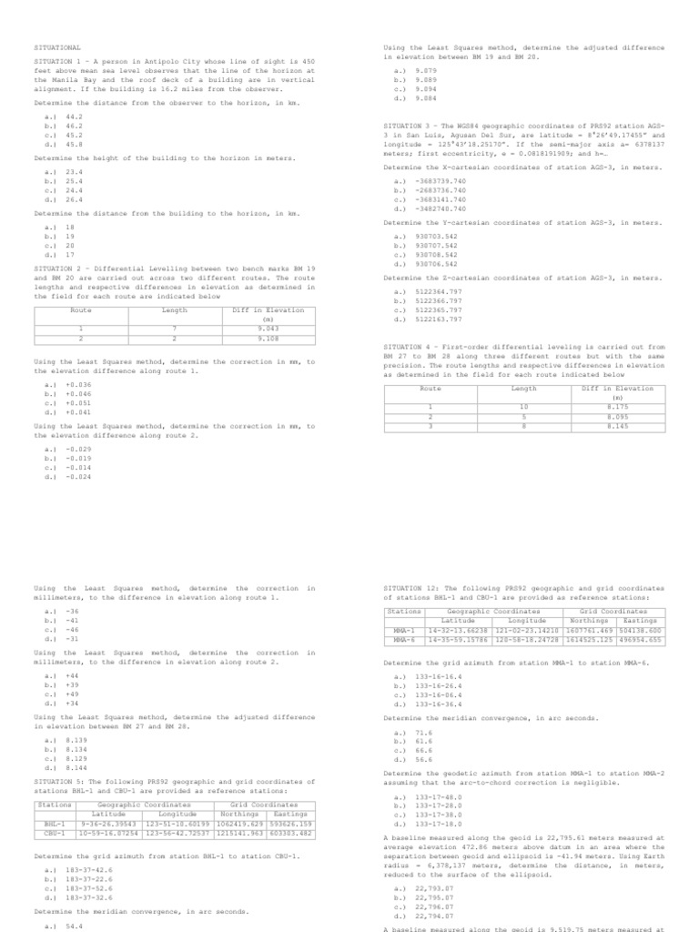 Geodesy Problem Solving.1 | PDF | Geodesy | Geographic Data And Information