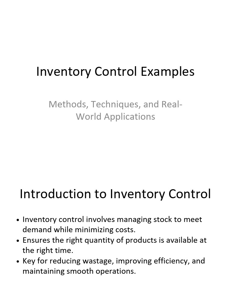 Inventory Control Methods and Examples | PDF